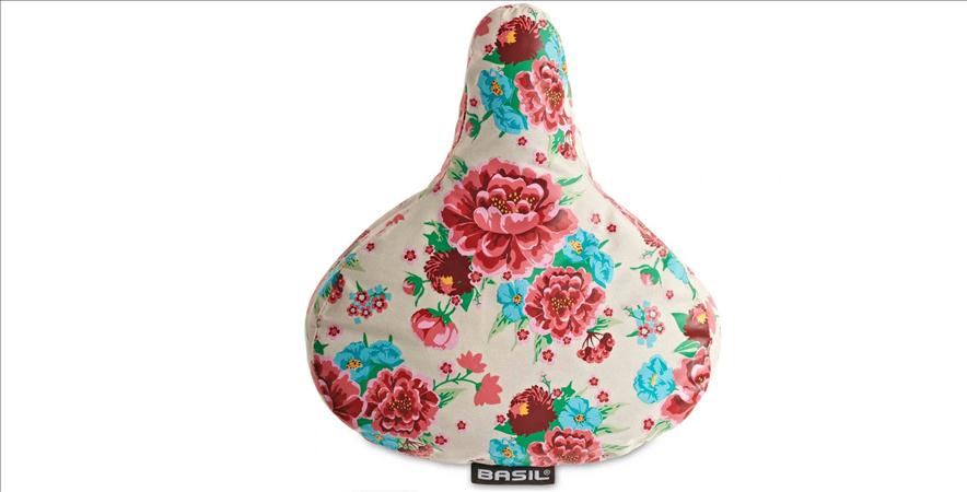 Basil Sadel Ovetræk med Blossom Roses Hvid - Classic Cykler